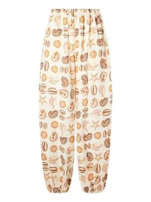 Farm Rio Printed Cotton Balloon Pants - Nude