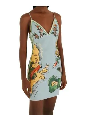 Farm Rio Patterned Slip Dress - Brown