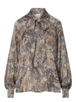 Liu Jo Printed Long Sleeve Top With Neck Tie - Multicolor