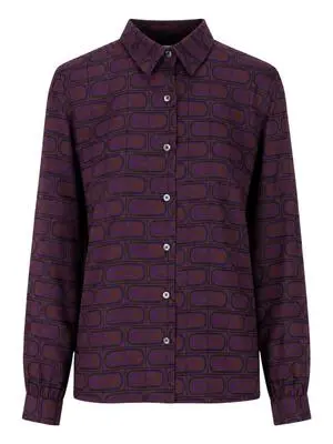 LAURA URBINATI Geometric Print Long Sleeve Shirt - Black