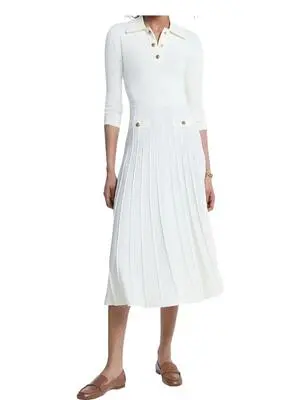 Michael Kors Stretch Knit Polo Shirt Dress - Bone