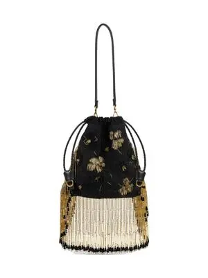 Etro Small Suede Kalispera Bag With Embroidery And Beads - Black