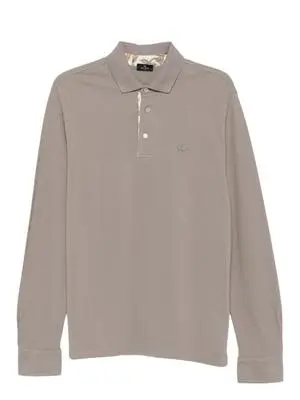 Etro Pegaso-embroidered Long-sleeve Polo Shirt - Nude