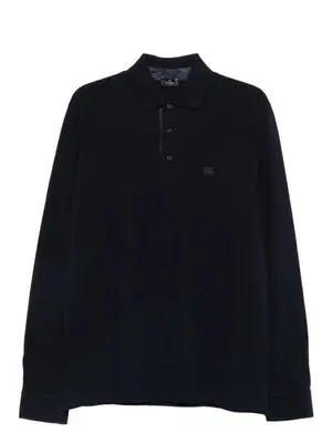 Etro Logo-embroidered Long-sleeve Polo Shirt - Black