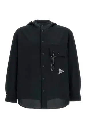 AND WANDER Hooded Casual Jacket - Black
