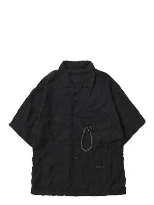 AND WANDER Pleated Short-sleeved Shirt - Black