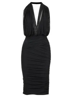 AMAZUIN Transparent Pleated Midi Dress