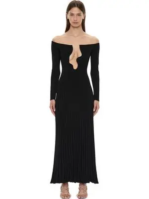 Christopher Esber Salacia Pleated Off-shoulder Dress - Black