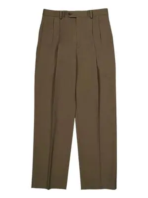 Auralee Pleated Straight-leg Trousers - Brown