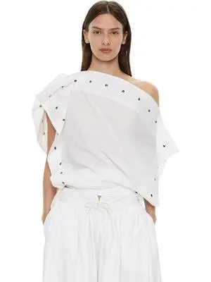 Christopher Esber CHRISTOPHER ESBER Spiral Stone Snap Poplin Top White