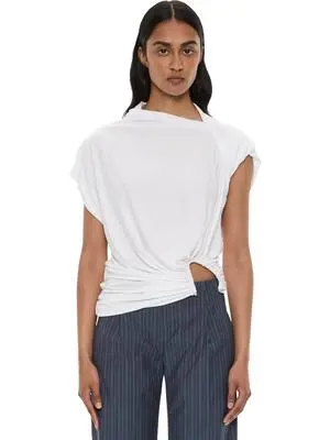 Christopher Esber Jersey Tee With Gathered Detailing And Cut-out - White