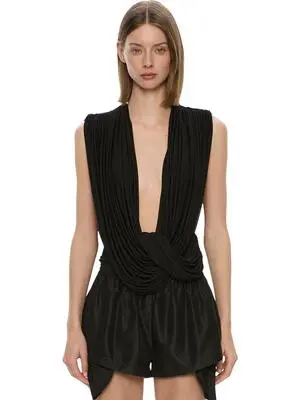 Christopher Esber Ripple Drape Top - Black
