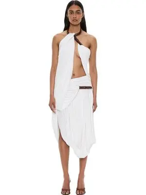 Christopher Esber Chime Necklace Drape Dress - White