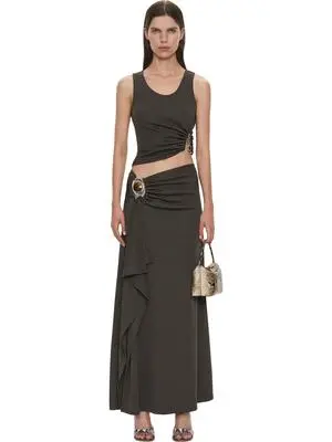 Christopher Esber CHRISTOPHER ESBER Occhio Crystal Cascade Maxi Skirt Brown