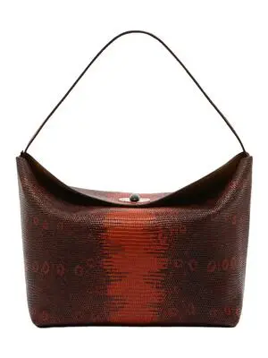 Christopher Esber Turnlock Lizard Shoulder Bag - Lizard Brown