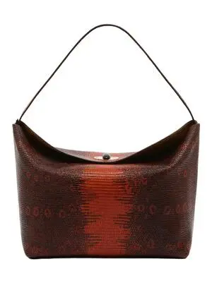 Christopher Esber Turnlock Lizard Shoulder Bag - Lizard Brown