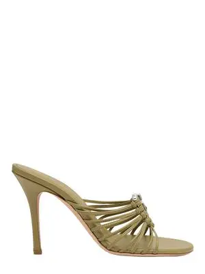 Christopher Esber Bezel Quartz Caged Stiletto Heeled Mules - Green