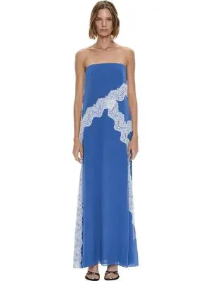 Christopher Esber Verve Lace Strapless Dress - Blue