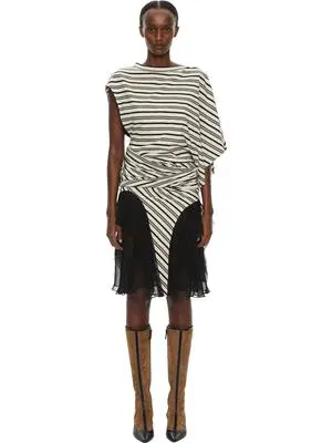 Christopher Esber Striped Jersey Panelled Tee Dress - Black