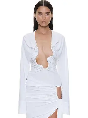 Christopher Esber CHRISTOPHER ESBER Salacia Ruched Long Sleeve Top White