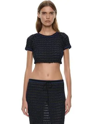 Christopher Esber Verano Striped Cropped Tee - Black