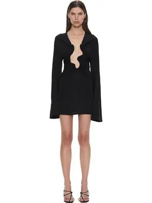 Christopher Esber Salacia Ruched Long Sleeve Mini Dress - Black