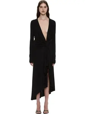 Christopher Esber Spire Cascade Long Sleeve Dress - Black