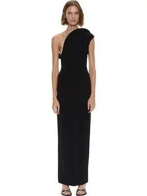 Christopher Esber Concave Wired One-shoulder Maxi Dress - Black