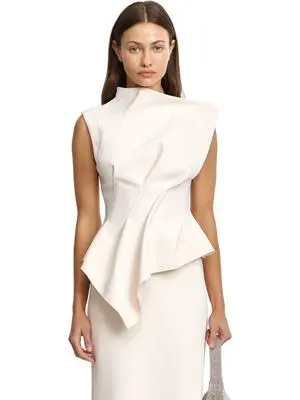 Acler Sculptural Peplum Top - Pearl