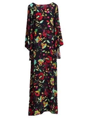 Anjuna Viscose Maxi Dress With Floral Print And Bell Sleeves - Black