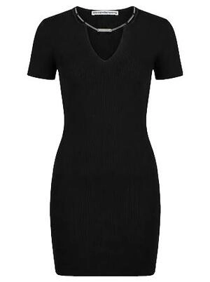 Alexander Wang Ribbed V-neck Mini Dress - Black