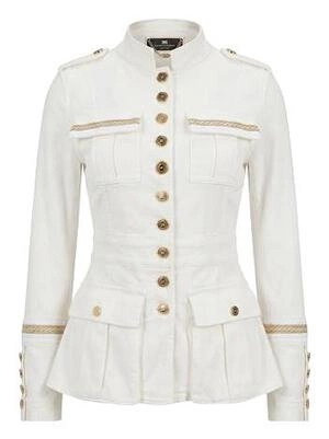 Elisabetta Franchi Jacket Size Cotton, Elastane - White