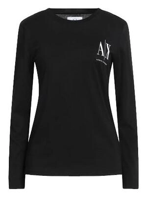 Armani Exchange Cotton Long Sleeve T-shirt With Logo Print - Black