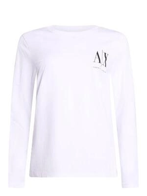 Armani Exchange Cotton Long Sleeve T-shirt With Logo Print - White