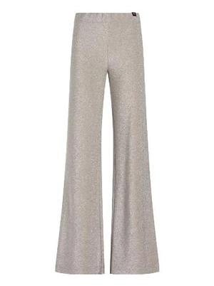 OTTOD'AME Metallic Flared Jersey Pants - Silver