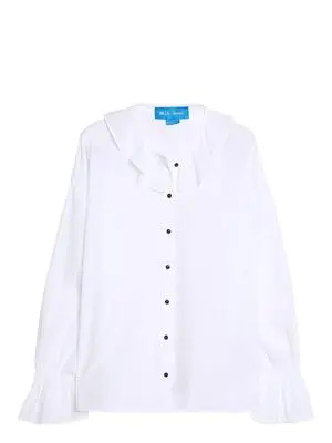 M.I.H JEANS Ruffletrimmed Fil Coupé Cotton Blouse