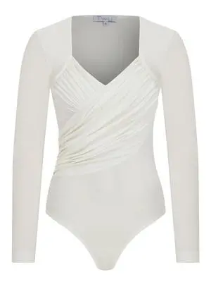 MAAN ISTANBUL Folds Detail Bodysuit The Wild Rose - White