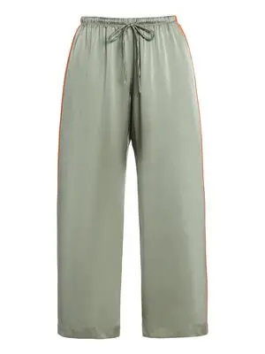 Donni. Striped Silk Wide-leg Cropped Pants - Green