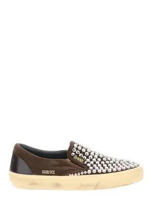 GOLDEN GOOSE Studded Slip-on Sneakers - Brown