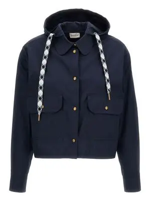 Moncler Moncler Cropped Jacket With Hood Blu