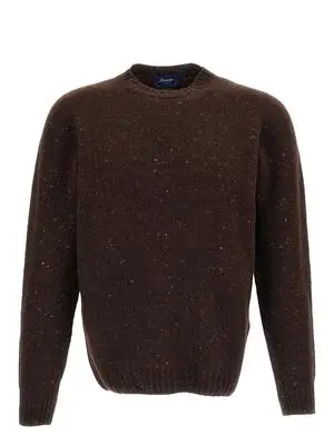 DRUMOHR Wool-blend Tweed Effect Crew Neck Sweater - Brown