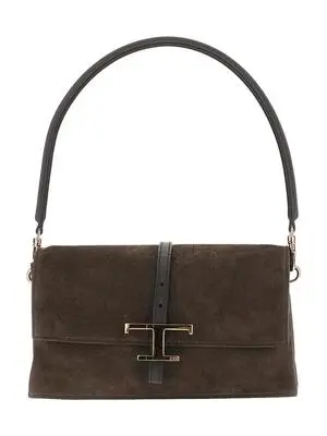 TOD'S T Timeless Mini Suede Flap Bag - Marrone