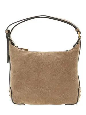 TOD'S Mini Suede Bag With Metal Dots - Beige