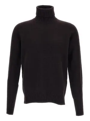 DRUMOHR Turtleneck Sweater In Combed Wool - Brown