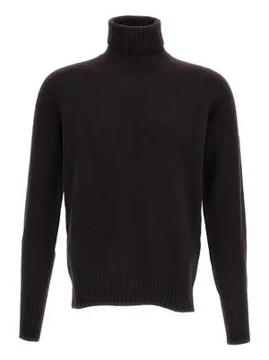DRUMOHR Drumohr Turtleneck Sweater In Combed Wool Marrone