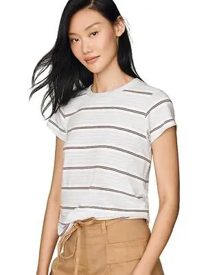 Rag & Bone Cotton Slub Stripe Crewneck Tee - Light Blue Multi
