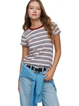 Rag & Bone The Slub Striped T-Shirt Multi Stripe