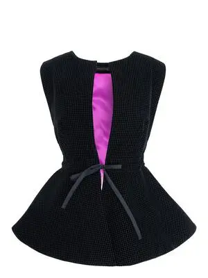 CONCEPT A TROIS Vest With Peplum And String At The Waist - Black