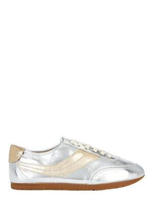 Vince Metallic Leather Lace-up Sneakers - Silver