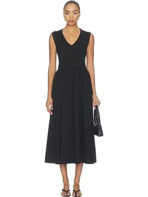 Sold Out NYC V-neck Rib Jersey Midi Dress - Black